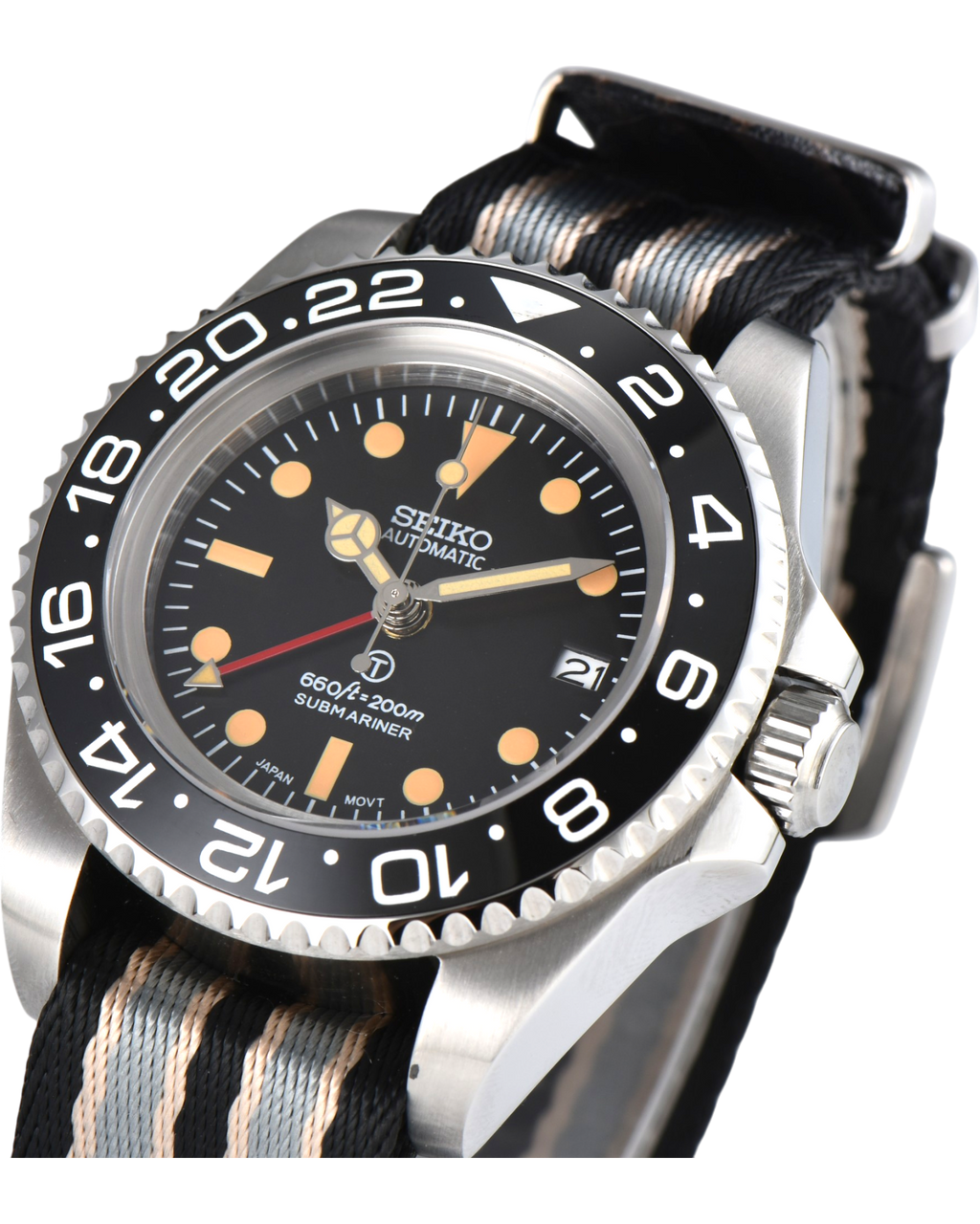 GMT Date Vintage JB Custom Seiko Mod Watch - 44mm – ZJani Mods